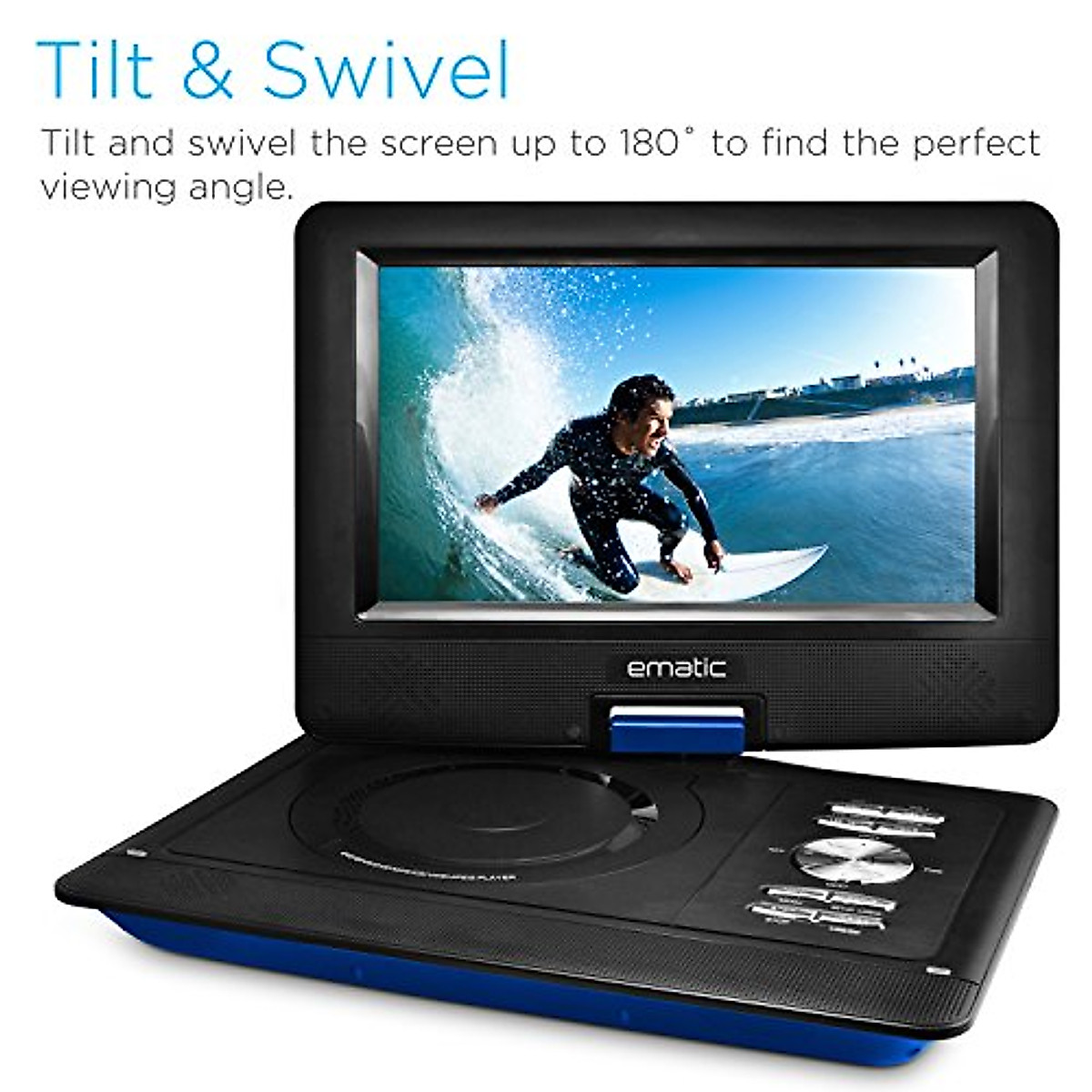 Ematic 10" Portable DVD Player with Headphones and Car-Headrest Mount - EPD116bu