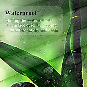 Yeele Meditation Shower Curtain, Purple Flower on Black Basalt Zen Stones Spa Bamboo Reflection in Water Waterproof Polyester Spa Bath Curtain for Bathroom Decor 59.1x70.9inches