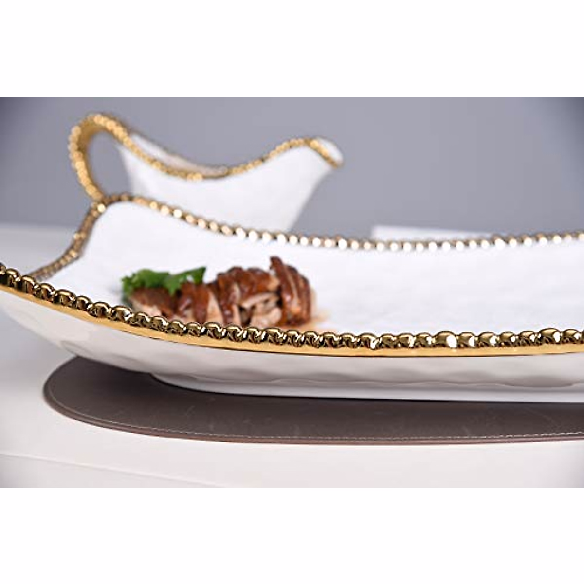 Pampa Bay Porcelain Rectangular Serving Platter Tray (Gold)