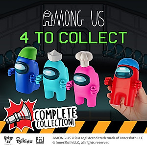 P.M.I. Among Us Action Figure | One of Four 4.5-Inch-Tall Collectibles | Among Us Toys and Playable Mini Toys | Cyan Crewmate in The White Folded Hat with Hidden Hat and Hands