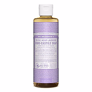 Dr. Bronner’s - Pure-Castile Liquid Soap (Lavender, 8 ounce) - Made with Organic Oils, 18-in-1 Uses: Face, Body, Hair, Laundry, Pets and Dishes, Concentrated, Vegan, Non-GMO