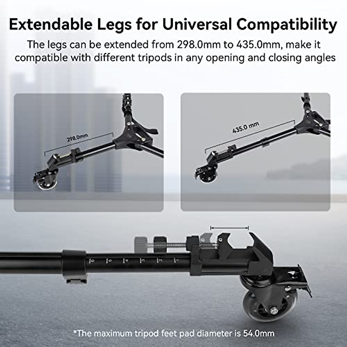 SmallRig Universal Photography Tripod Dolly, Heavy Duty with 3" Rubber Wheels, Adjustable Legs and Carry Bag, 33 lbs Capacity Tripod Wheels for Canon for Sony Cameras Camcorder Video Lighting- 3986