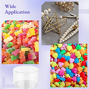 OMISTAR 16 PCS Round Acrylic Plastic Cases with Lids, 3.1 x 3.1 x 1.9 Inches Small Plastic Boxes, Transparent Clear Containers, Mini Storage Display Boxes with Glitter Ribbon for Candy Jewelry Treats