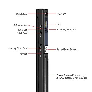 Portable Document Scanner, Document Wand Scanner Portable Handheld Scanner Hand Scanner for Business Photo Picture Receipts Books