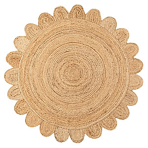 JONATHAN Y RNF112A-6R Petal Boho Jute Scalloped Circle Indoor Area -Rug, Cottage, Bohemian, Rustic Easy -Cleaning,Bedroom,Kitchen,Living Room,Non Shedding, Natural, 6' Round