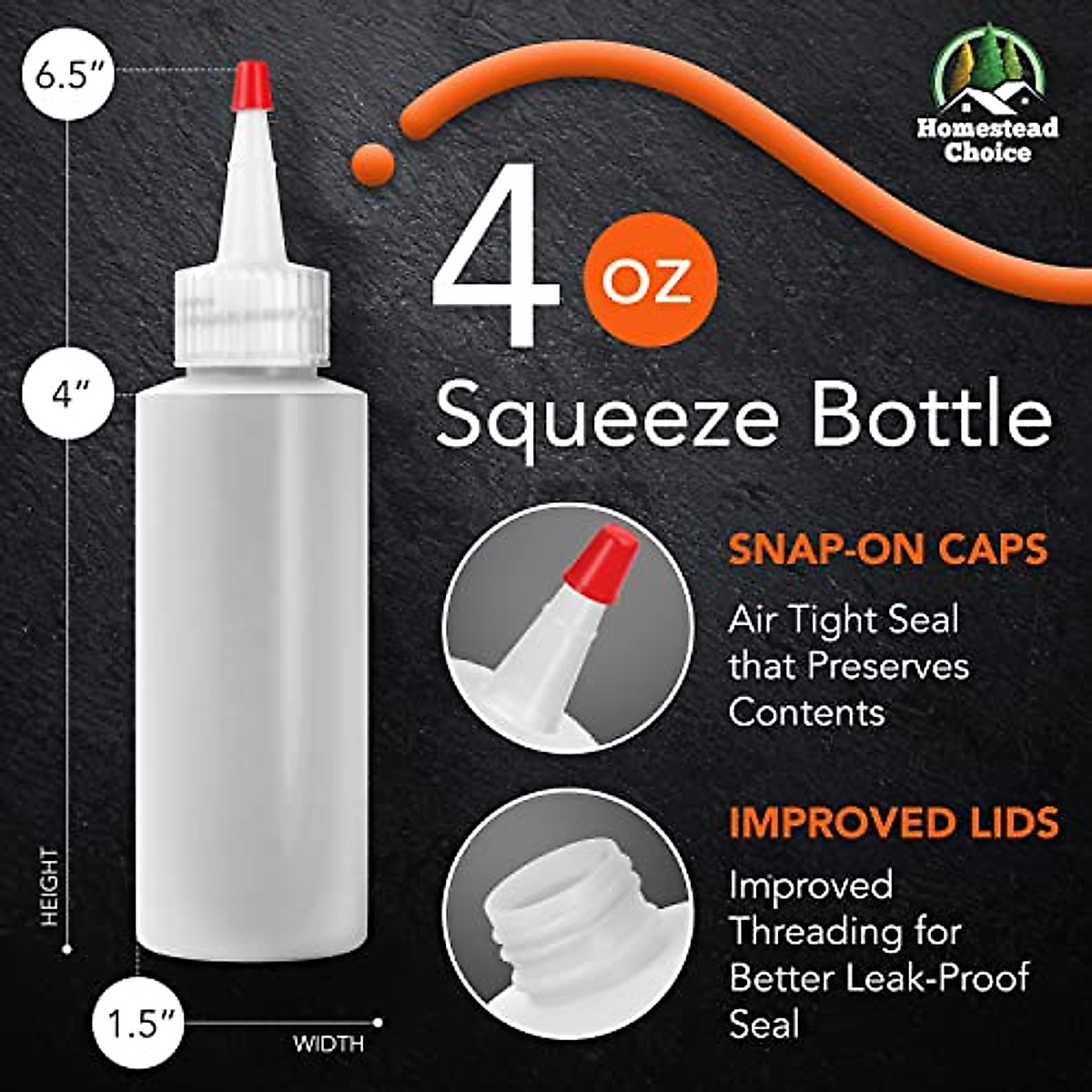 4 OZ Plastic Squeeze Bottles for Sauces - 8 Pack Condiment Squeeze Bottles for Liquids - Made in USA - BPA Free Squirt Bottles with Cap - Ketchup, Syrup, Oil, Dressings, Honey & Arts and Crafts