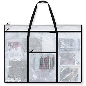 Huhumy Large Poster Storage Bag 48" x 36" Bulletin Board Holder PVC Art Portfolio Case Poster Storage Container with Zipper Handles Pocket for Teachers Artist Organization