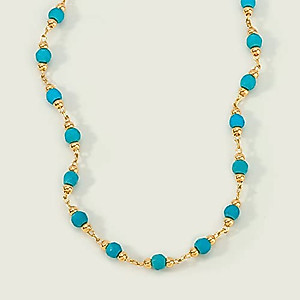 MEVECCO Gold Round Turquoise Beaded Bracelets,14K Gold Plated Handmade Cute Dainty Bracelet for Women