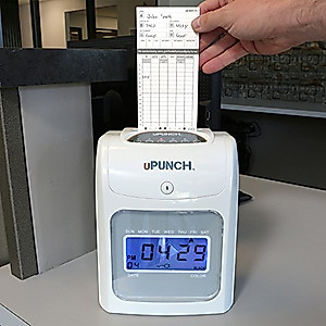 uPunch Calculating Time Clock Bundle with 200 Cards, 3 Ribbons, 2 Time Card Racks, & 2 Keys (HN4500)