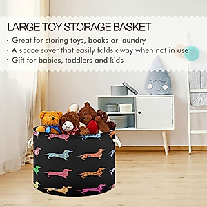 Kigai Cotton Rope Basket Dachshund Dogs Large Storage Basket for Toys Blanket Baby Laundry Basket for Nursery, Closet, Bedroom, Home Organization