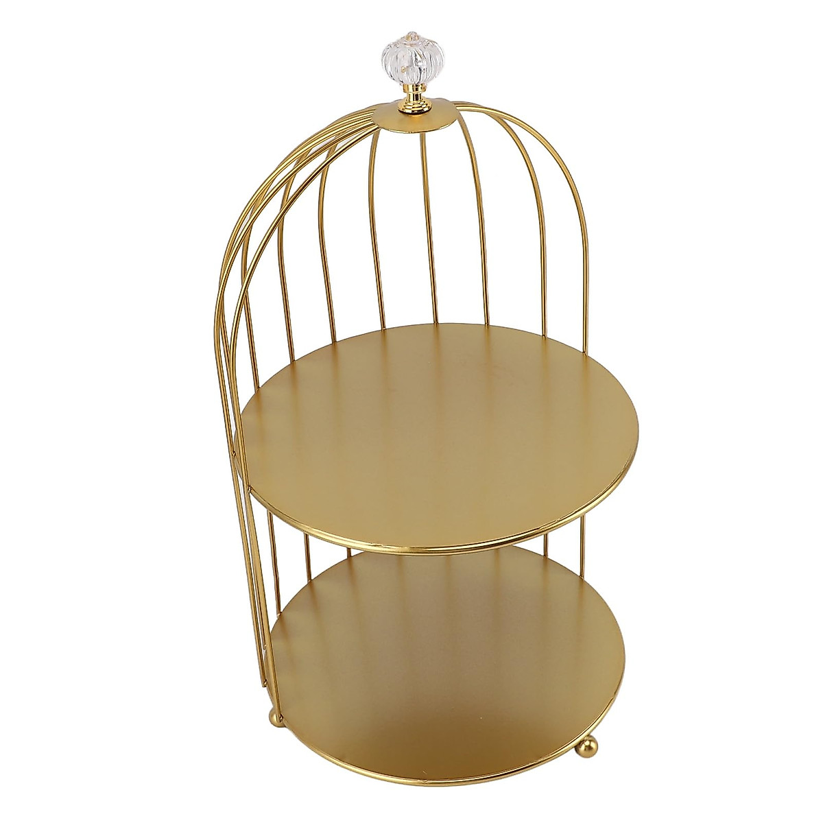 FTVOGUE Bird Cage Cosmetic Organizer,Cosmetic Rack Bird Cage Desktop Makeup Organizer Rack, Space Saving Iron Unique Makeup Display Rack for Home Bathroom, Gold (Double Layers)