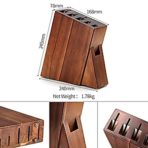 XINZUO 7PC Damascus Steel Kitchen Knife Set with Acacia Wood Block,Multifunctional Kitchen Scissors,Professional Sharp Chef Knife Forged Vegetable Knife with Pakkawood Handle- He Series