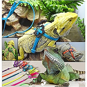 Serdokntbig Adjustable Reptile Lizard Harness Leash Adjustable Multicolor Light Soft Fashion