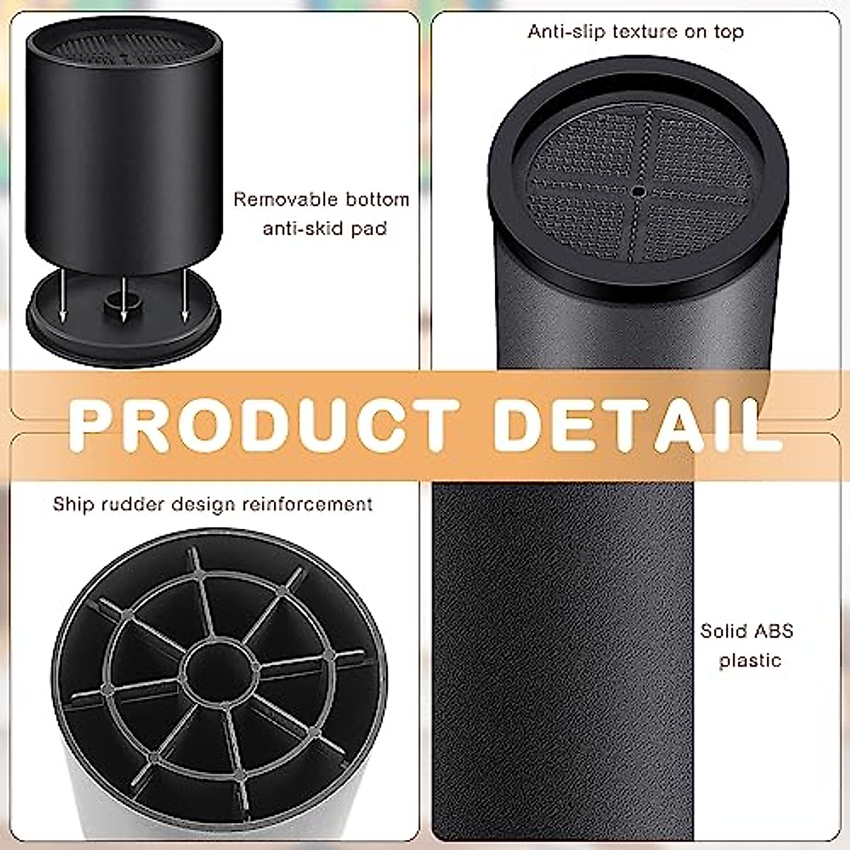 Twakashic Bed Risers 4 Inch, Round Furniture Risers Lifts with No-Slip Mats for Dorm Bed Frame, Heavy Duty Bed Stilts for Desk Table Chair Extenders (Set of 4, Black)