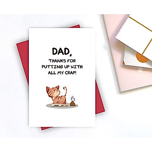 Alzombi Funny Cat Father's Day Card from Daughter Son, Cute Cat Birthday Card for Dad, Thank You Card for Daddy