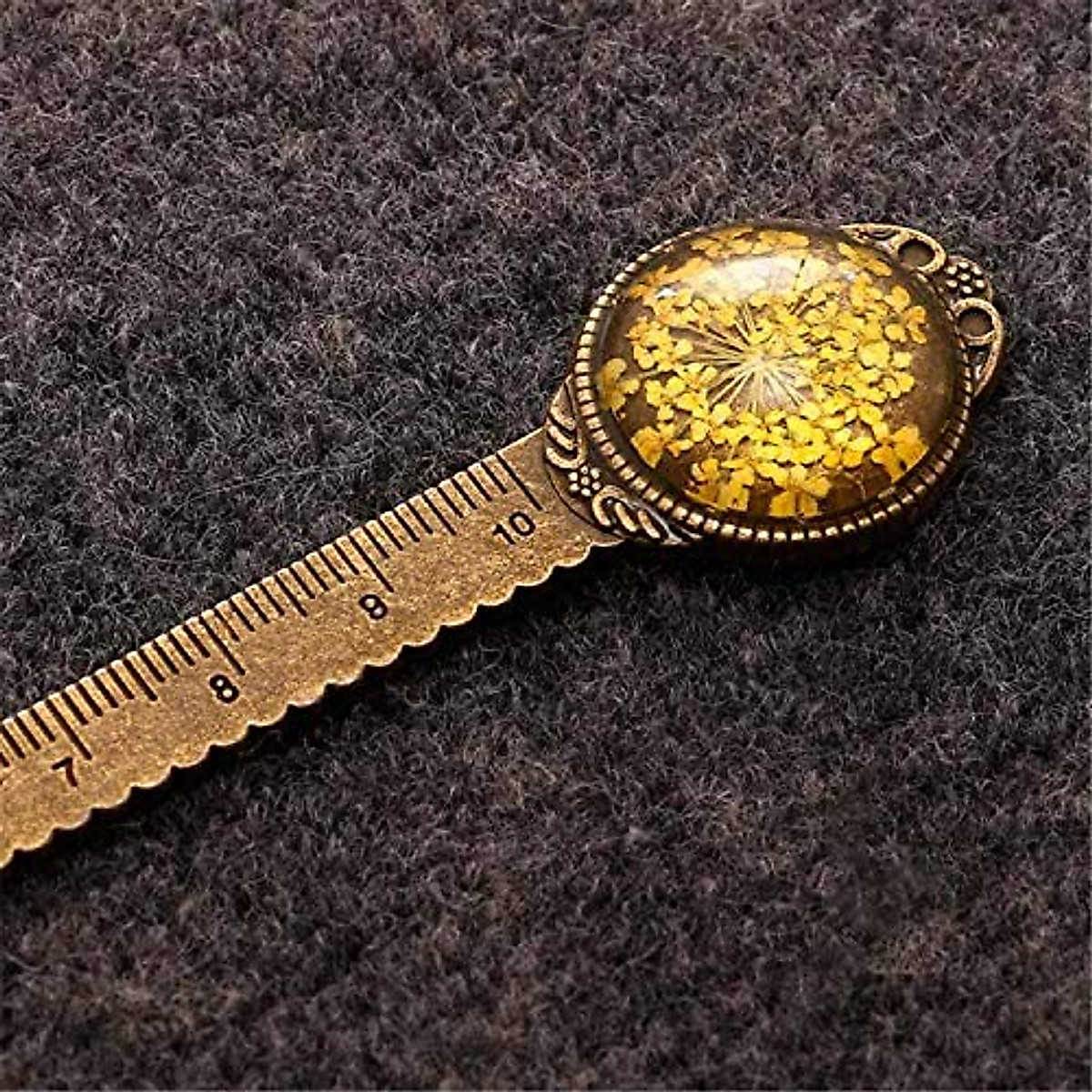 Gandhanra 9PCs Multifunction Ruler Bookmarks Bulk,Unique Vintage Bronze Dried Immortal Flowers Book Mark for Kids,Students,Teacher