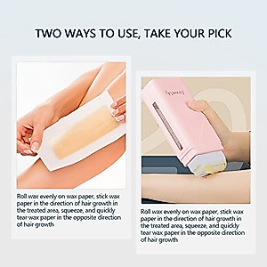 Roll on Wax Kit for Hair Removal, Roller Waxing Kit for Man Women Wax Roller Kit with 2 Soft Honey Wax Cartridge/100 Pcs Wax Strips, Waxing kit, foreverLily