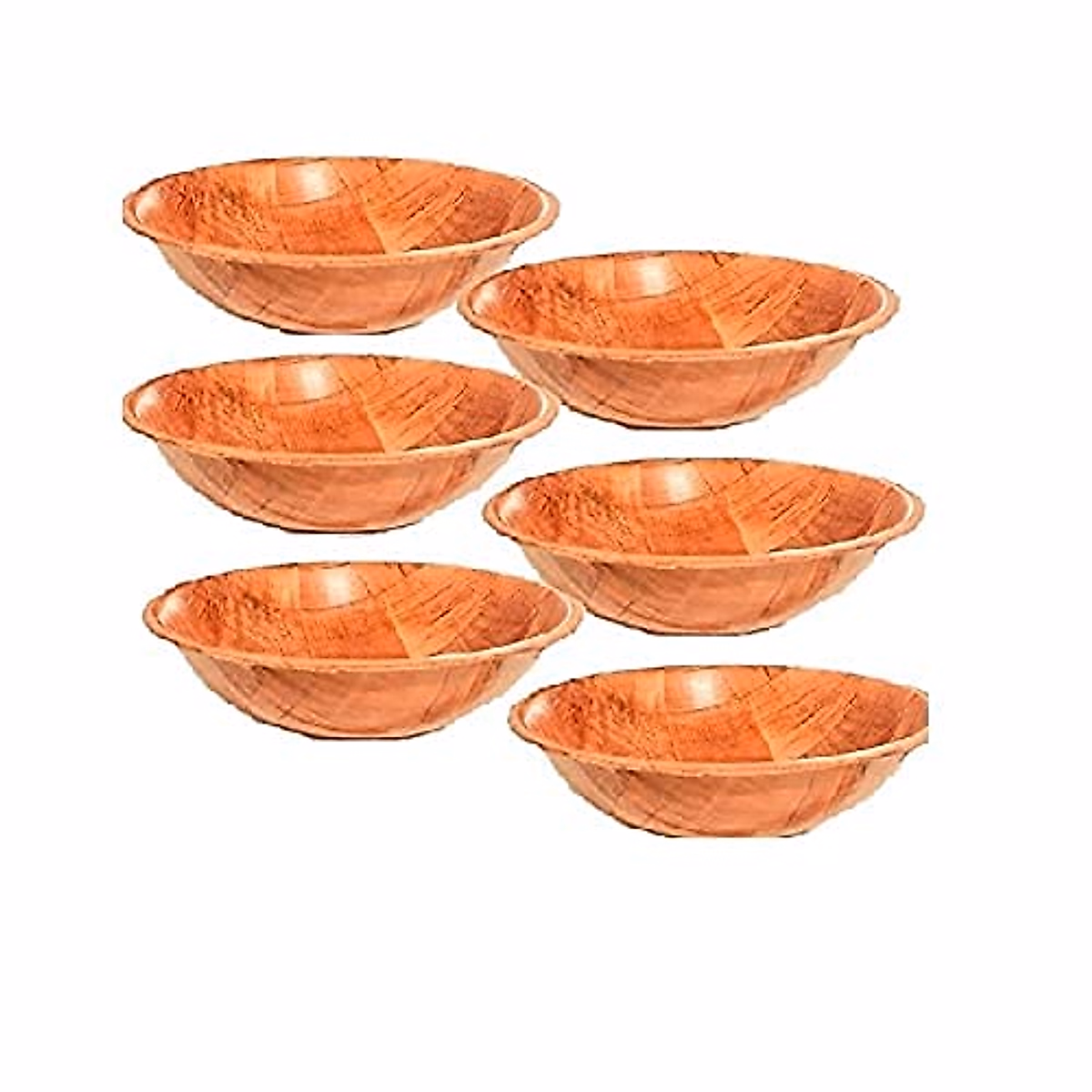 Wooden Woven Salad Bowl, Woven Wood Snack Bowls 6"-Inch, Set of 6 .,