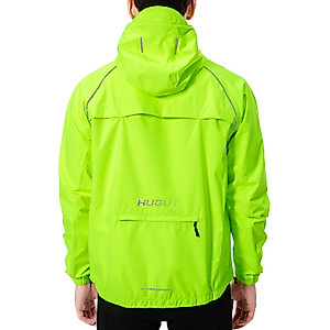 Men's Cycling Running Rain Jacket Lightweight Waterproof Biking Hiking Windbreaker Raincoat Reflective Packable
