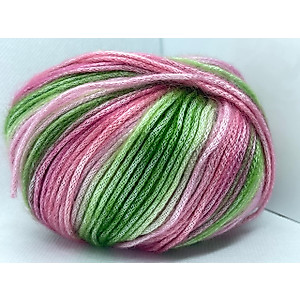 Strawberries & Limes (Pinks & Greens) Picasso Fuzzy with Subtle Sheen Yarn, Polyester, Acrylic Blend 50 gram 125 Yards