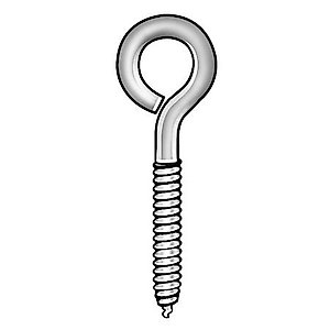 Eyebolt, 1/4In, 1/2In, Wood Screw, PK10