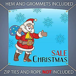 BANNER BUZZ MAKE IT VISIBLE Sale Christmas Banner, Holiday Sale Advertising Banner Sign, 11 Oz Vinyl, Metal Grommets & Hemmed Edges, Perfect for Outdoor Business Decor (5' X 2')