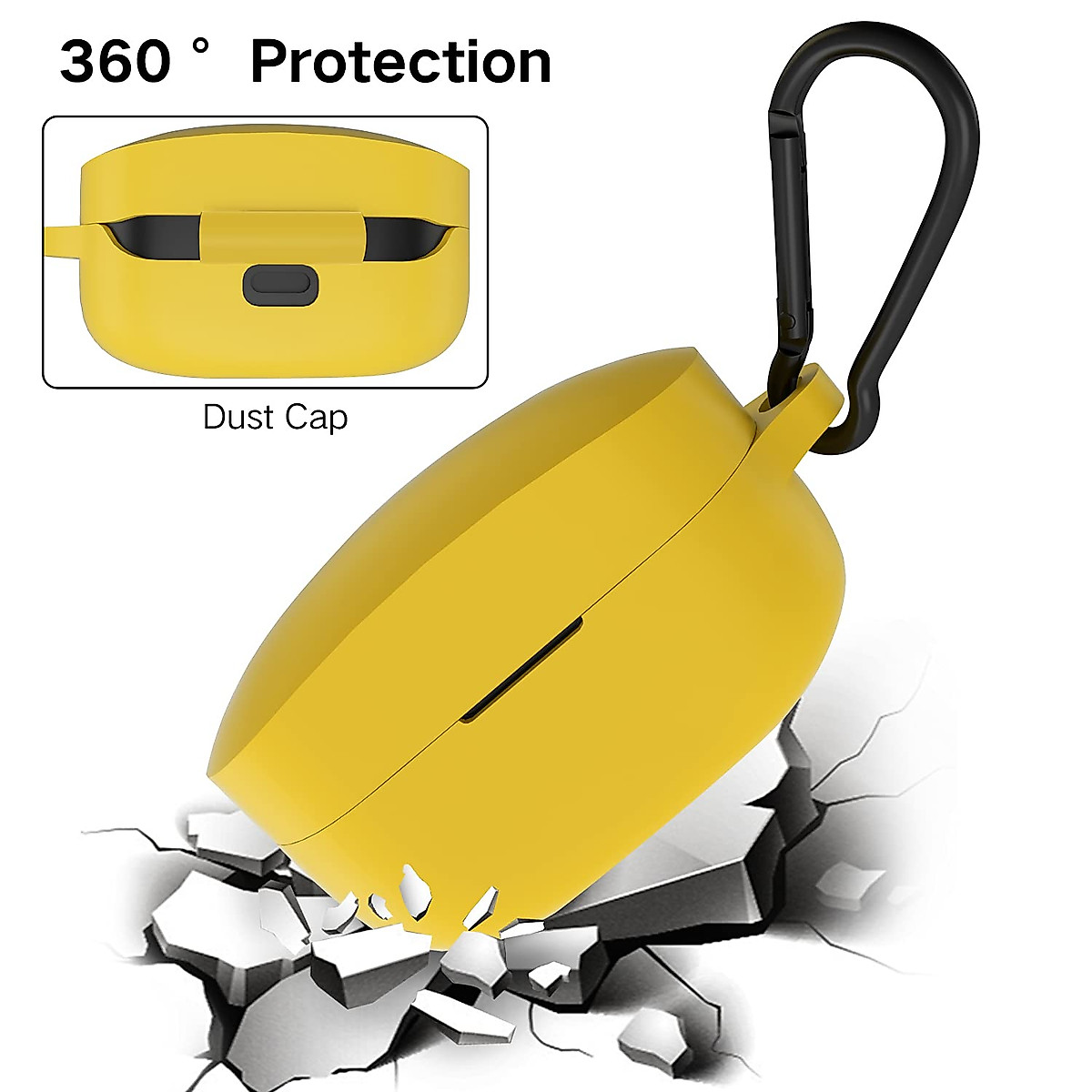 Kanya Case Compatible with Sony WF-1000XM4,2 Packs Full Protective Shockproof Anti-Slip Silicone Case Cover with Carabiner and Silicone Hand Strap for Sony WF-1000XM4 (Sky Blue+Yellow)