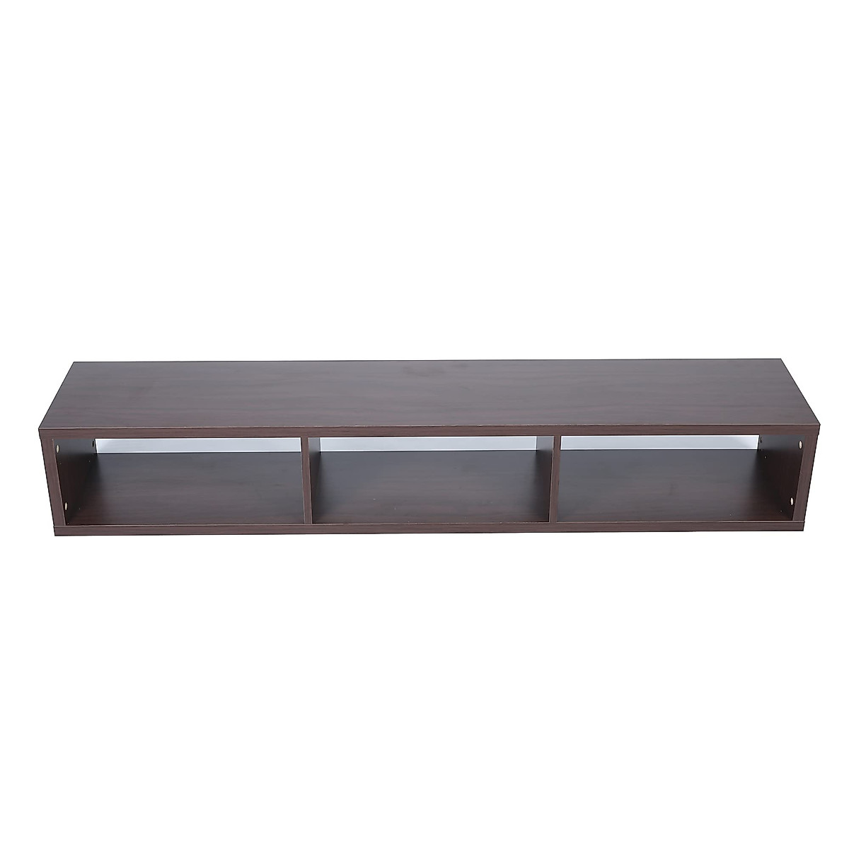 DHHU 60" Shallow, Modern Wall Mounted Floating TV Stand with 3 Open Compartments, Wooden Entertainment Center Media Console Storage Shelf, Holds up to 120 lbs, Walnut