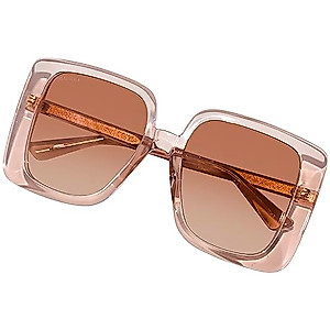 Gucci GG1314S 005 Beige/Brown Mirrored Oversized Square Women's 55mm Sunglasses