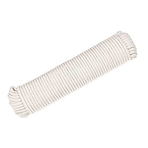 Polyester Clothesline (3/16 Inch, 100 Feet, White) - Low Stretch Dye Free - All Purpose Laundry Line