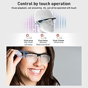 KAYSUDA Smart Bluetooth 5.0 Audio Glasses, UV Protection Sunglasses, Open Ear Music&Hands-Free Calling, Polarized Lenses, IPX4 Waterproof, Connect with Mobile Phones and Tablets