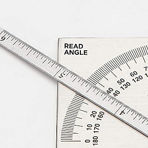 Groz 01225 6" Rectangular Head Depth Gauge, with Protractor