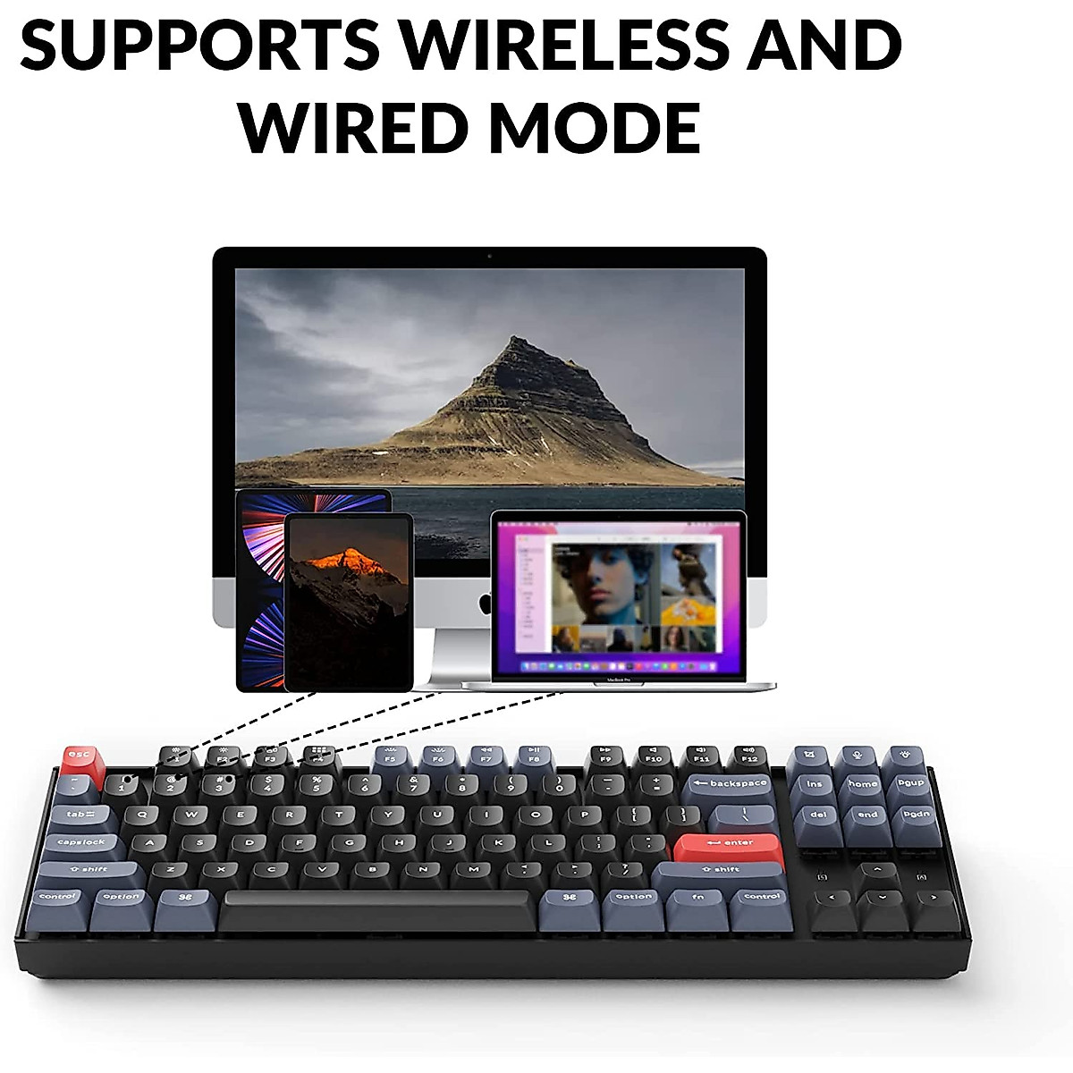 Keychron K8 Pro QMK/VIA Wireless Mechanical Keyboard, Hot-Swappable TKL Custom Programmable Macro Wired Keyboard with Gateron G Pro Brown Switch, RGB Backlit, PBT Keycaps for Mac Windows Linux