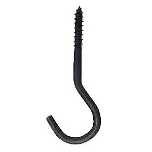TD Designs Utility Hook 4" Wrought Iron Black Heavy Duty Ceiling Wall Hooks Screw in (3 Pack)