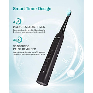 Initio Sonic Electric Toothbrush for Adults, 5 Modes with Smart Timer, 8 Brush Heads & Travel Case Included, Rechargeable Toothbrush, Oral Care Whitening Toothbrush, IT959