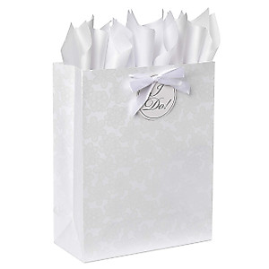 American Greetings 15.5" Extra Large Gift Bag with Tissue Paper (White Lace) for Weddings, Bridal Showers and Bachelorette Parties (1 Bag, 6 Sheets)