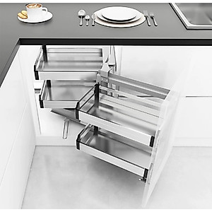 Gagalayong Blind Corner Cabinet Organizer, Corner Optimizer, Chrome Blind Corner Soft Close, Blind Corner Cabinet Pull Out Right for Coffee Cabinets and Kitchen Closets