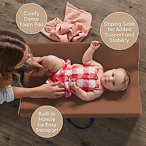 Factory Direct Partners 10421-CHSD SoftScape Ultra-Soft Daycare Baby and Infant Contoured Changing Pad, Non-Slip Bottom, Built-in Handle Easy to Transport Travel - Chocolate/Sand