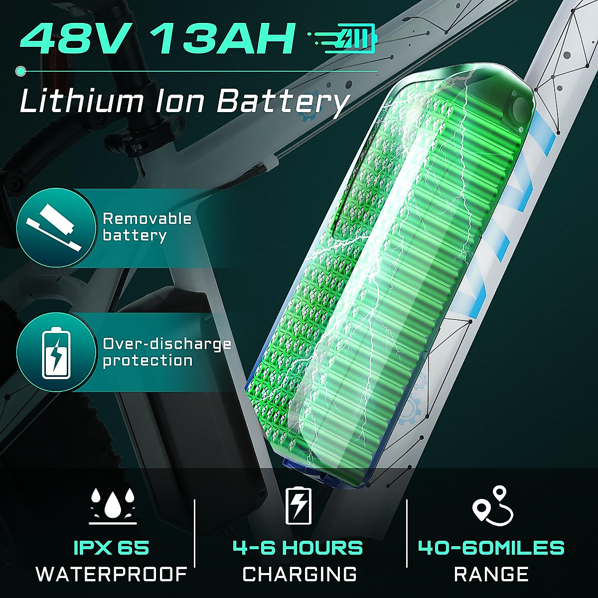 Vivi F26FUL Electric Bike Peak 1000W 26" x 4.0 Fat Tire Electric Bike with 48V 13Ah Removable Battery, 7Speed, Top 26Mph, Cruise Control, Up to 60 Miles for Commuting, Beach,Snow, UL2849 Certified