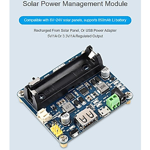 Recharged Solar Power Management Module for 6V~24V Solar Panel, Support Solar Panels, Or USB Power Adapter Battery Charging, 5V/1A or 3.3V/1A Regulated Output