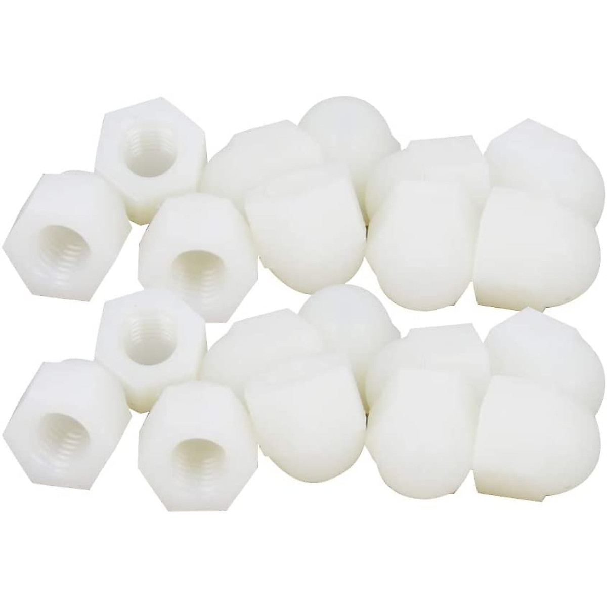 M12 Nylon Acorn Cap Nuts, White, 25Pcs-Pack