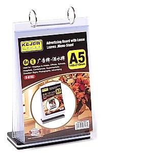 A5 Acrylic Plastic Folder with T-Shaped Stand - Indoor/Outdoor Suction Cup Holder -- For Documents, Photos, Menus & Marketing Racks