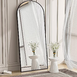 Koonmi 34"x76" Arched Full Length Mirror, Black Large Floor Mirror with Aluminum Alloy Frame Standing Hanging or Leaning Wall-Mounted Mirror, Vanity Mirror for Living Room and Bedroom