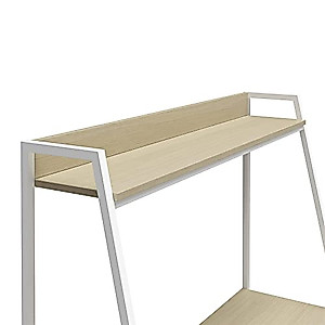 Novogratz Bushwick Ladder Desk, Pale Oak on White Metal