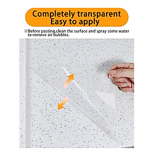 Electrostatic Absorption Countertop Protective Film 17.3inch*16.4FT Transparent No Glue Removable Oil-proof Contact Paper for Horizontal Smooth Surface Protector Smooth Furniture Tabletop Surface