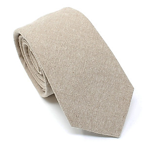 Proper Materials Men's Chambray Cotton Skinny Necktie Tie - Beige