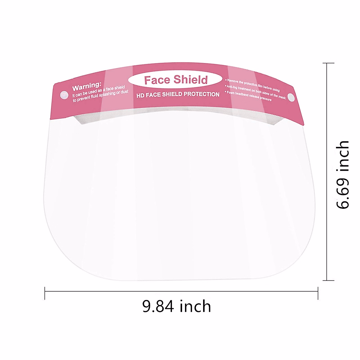 HUHETA Kids Face Shield 2 Pack, Protective Safety Mask for Children, Transparent Anti-Fog Full Face Shield, Face and Eye Protection, Vacuum Packaged (Pink)