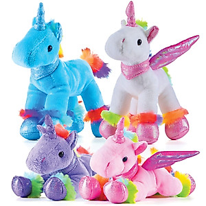 PREXTEX Unicorn Stuffed Animals (4 Cute Plush Unicorns Gifts for Girls), Machine Washable - Unicorn Toys for Girls & Boys Ages 3-5+