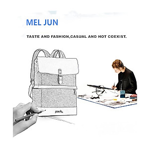 MEL JUN Laptop Backpack for School and Travel , 15.6 Inch Durable Casual Laptop Computer Backpack, Waterproof Resistant College Bookbag Gifts for Men Women -Grey with Blue