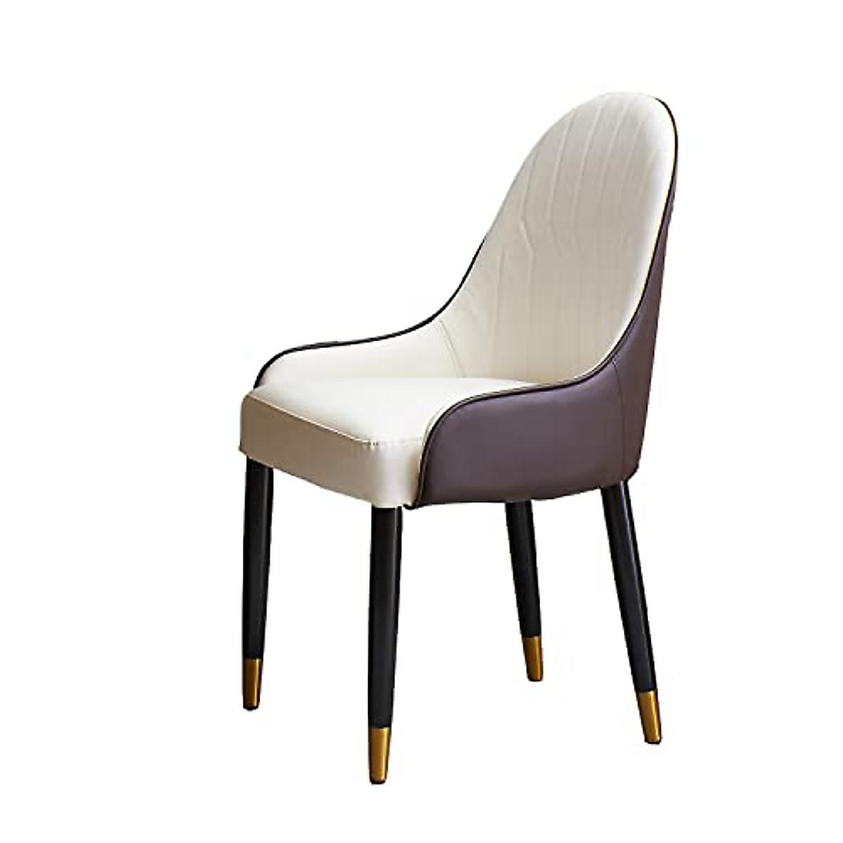 Set of 2 Dining Chairs - Ergonomic PU-Leather Chairs with Solid Wood Metal Legs & Backrest, Morden Desk Chair for Living Room, Dining Room (Brown)